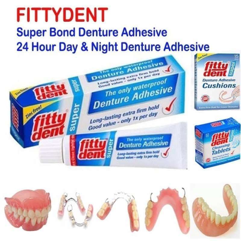 Jual Tahan 24 Jam Lem Gigi Palsu Fittydent Super Kuat Dan Anti Air Di ...