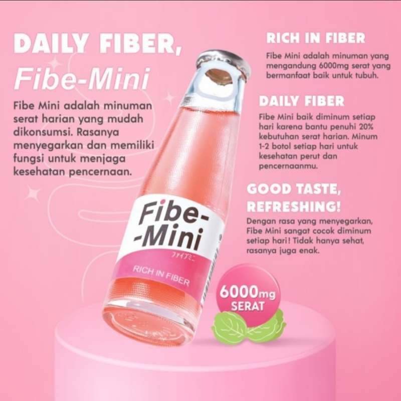 Promo Fibe Mini Rich In Fiber Minuman Berserat - 100 Ml (kemasan 6 Pcs ...