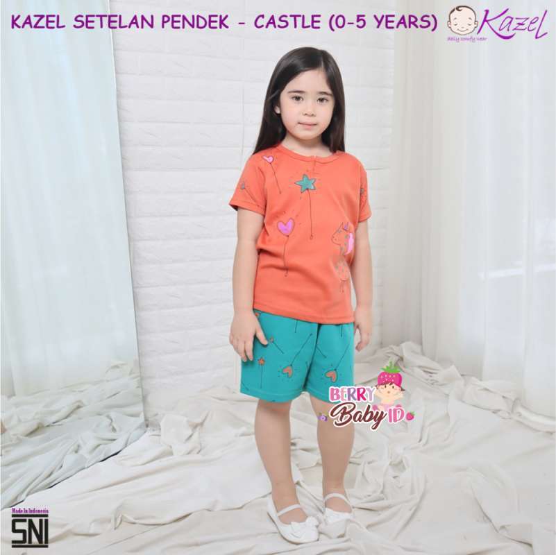 Jual Kazel Set 3 Pc Setelan Pendek Girl Baju Anak Castle 0-6 Tahun Kzl014 Berry Baby - Xl Di ...