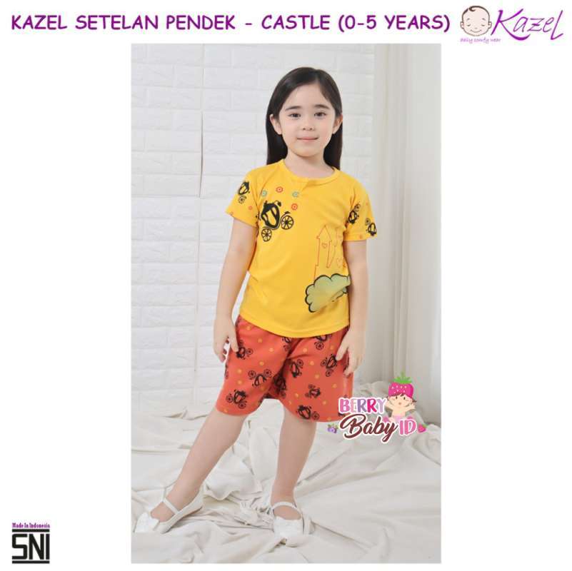 Jual Kazel Set 3 Pc Setelan Pendek Girl Baju Anak Castle 0-6 Tahun Kzl014 Berry Baby - Xl Di ...