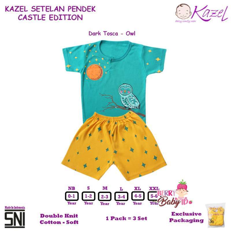 Jual Kazel Set 3 Pc Setelan Pendek Girl Baju Anak Castle 0-6 Tahun Kzl014 Berry Baby - Xl Di ...