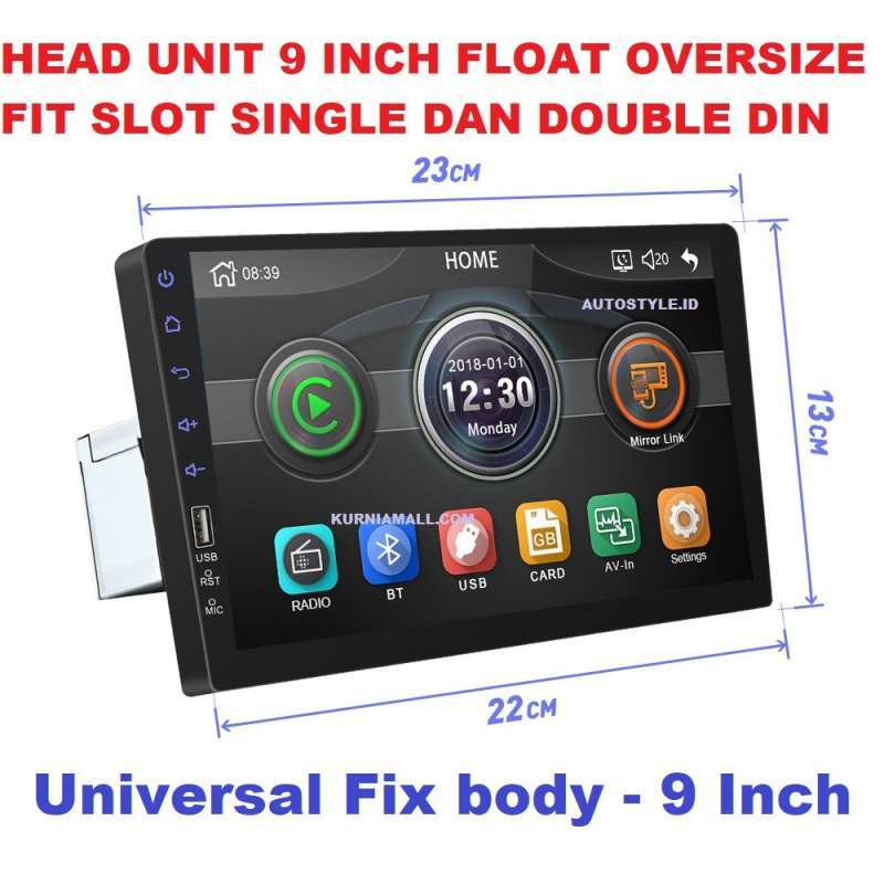Jual Double din 9 inch fit slot single din dan double din float ...