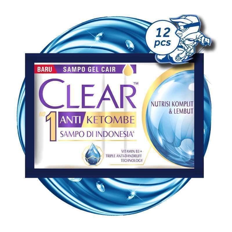 Jual CLEAR Shampoo Anti Ketombe [9 mL x 12 pcs | 1 Renteng] Biru di ...
