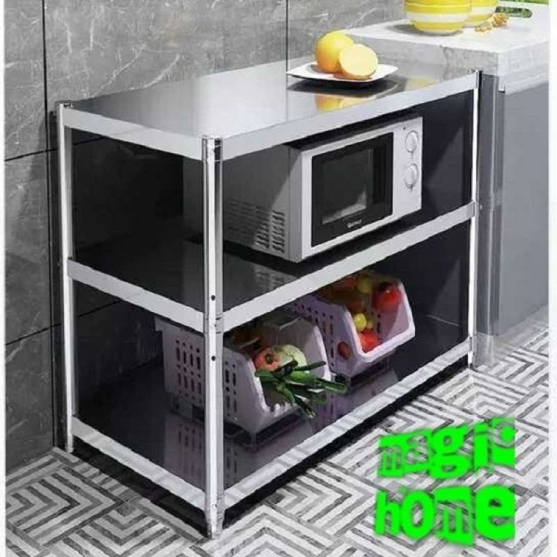 Promo Rak Besi Stainless Portabel 3 Tingkat Serbaguna Alat Dapur Kantor ...