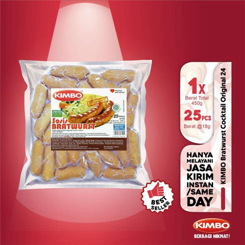 Jual Sosis Kimbo Bratwurst Cocktail Original 450 Gr isi 25 pcs WJM ...