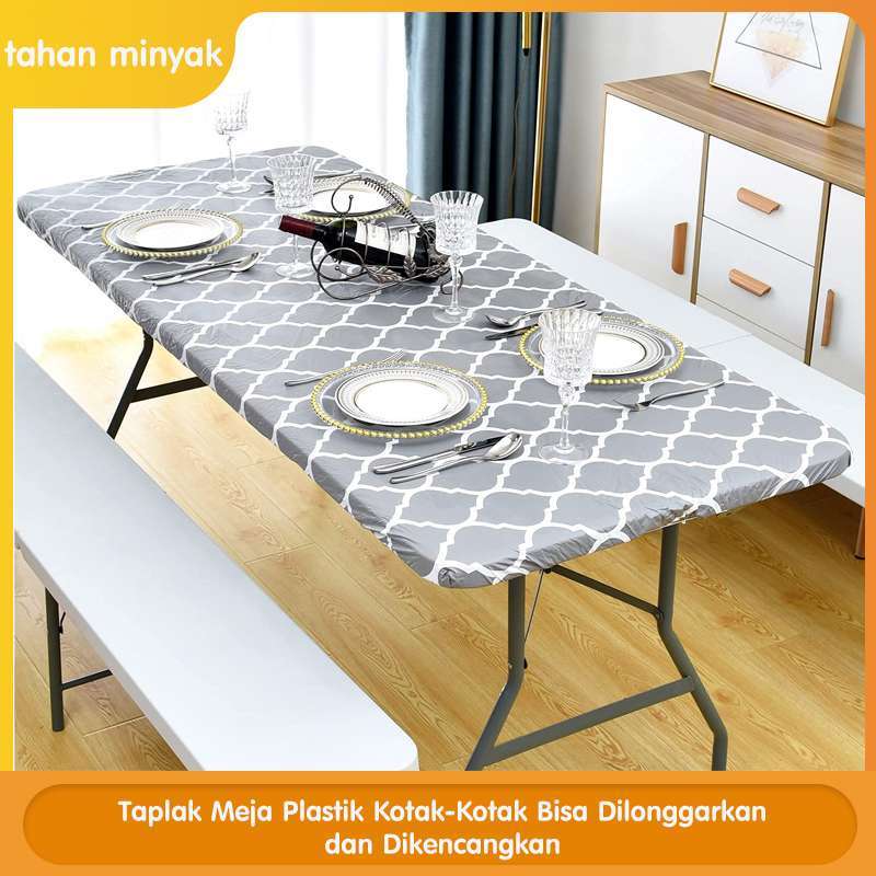 Jual Taplak Meja Plastik Kotak-Kotak Bahan PVC dan Flanel Karet Tahan ...