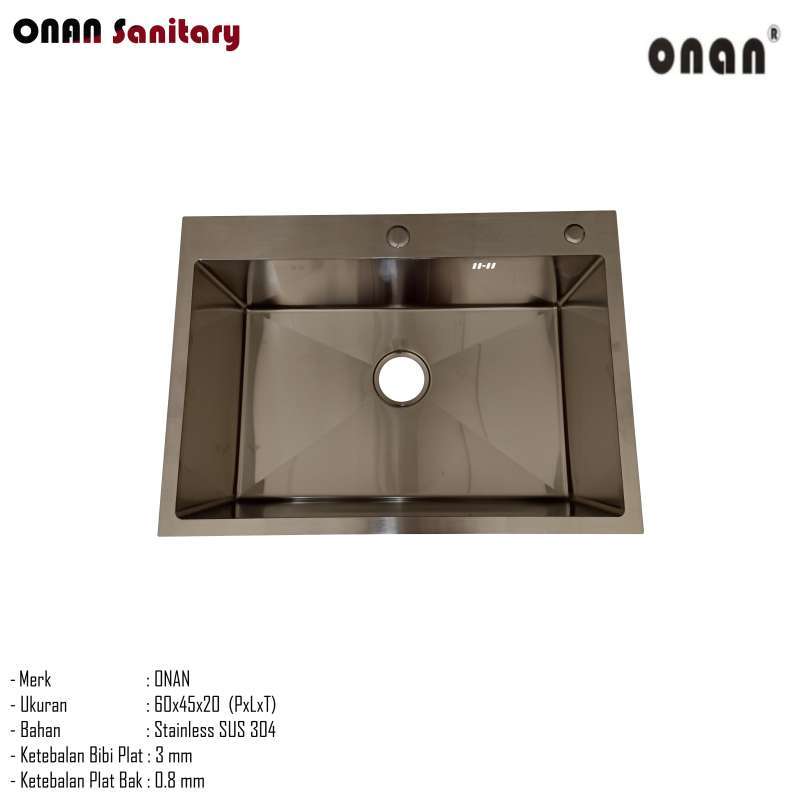 Promo Kitchen Sink ONAN 6045 Stainless steel 3mm 1 hall Paket Komplit ...