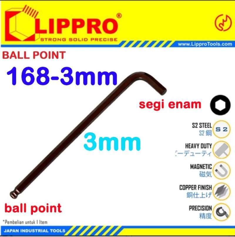 Promo LIPPRO KUNCI L BALLPOINT 3mm magnet EXTRA LONG HEX KEY SEGI ENAM ...