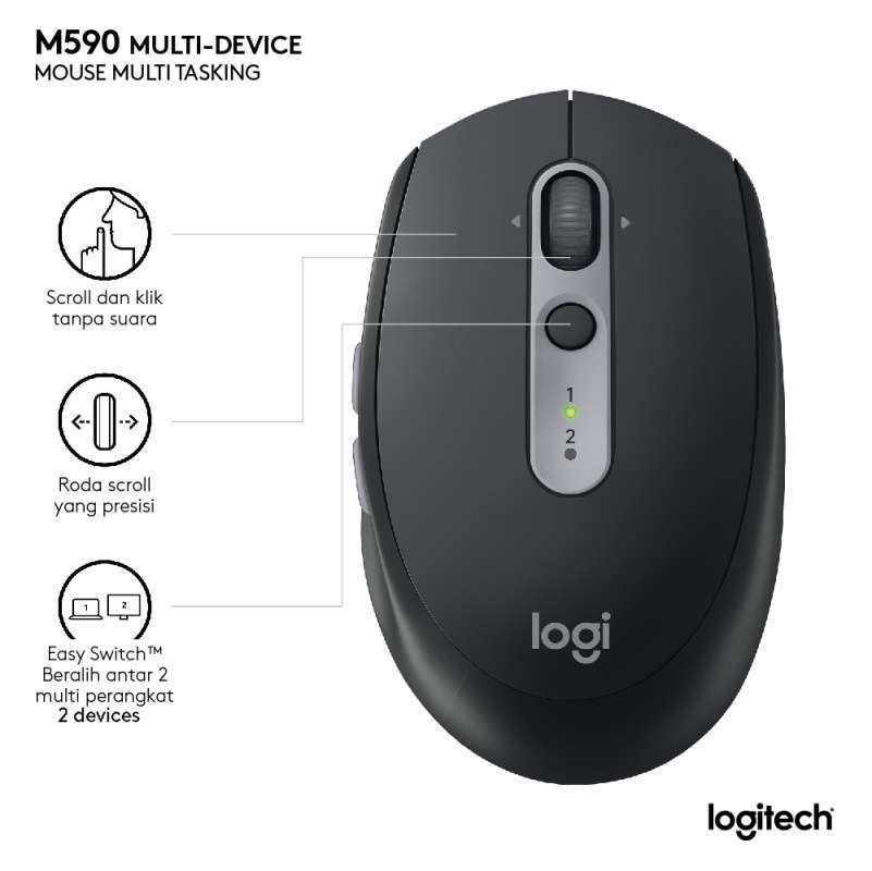 Jual Logitech M590 Multi Device Silent Mouse Wireless Original ...