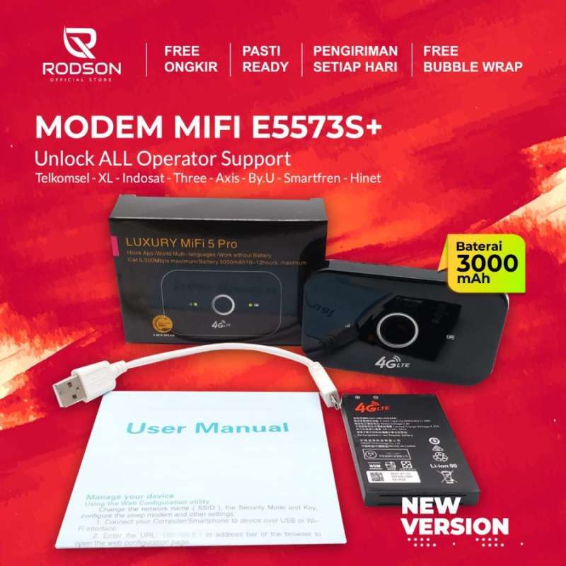 Promo Modem Luxury Mifi 5 Pro E5573 E5573s+ Max 3000mah 4g Lte Unlock ...