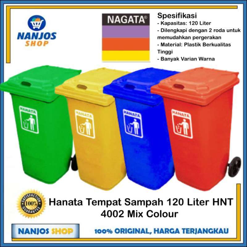 Jual Hanata Tong Tempat Sampah Dustbin Roda Gerobak Hnt4003 120 Liter Mix - Kuning Di Seller ...