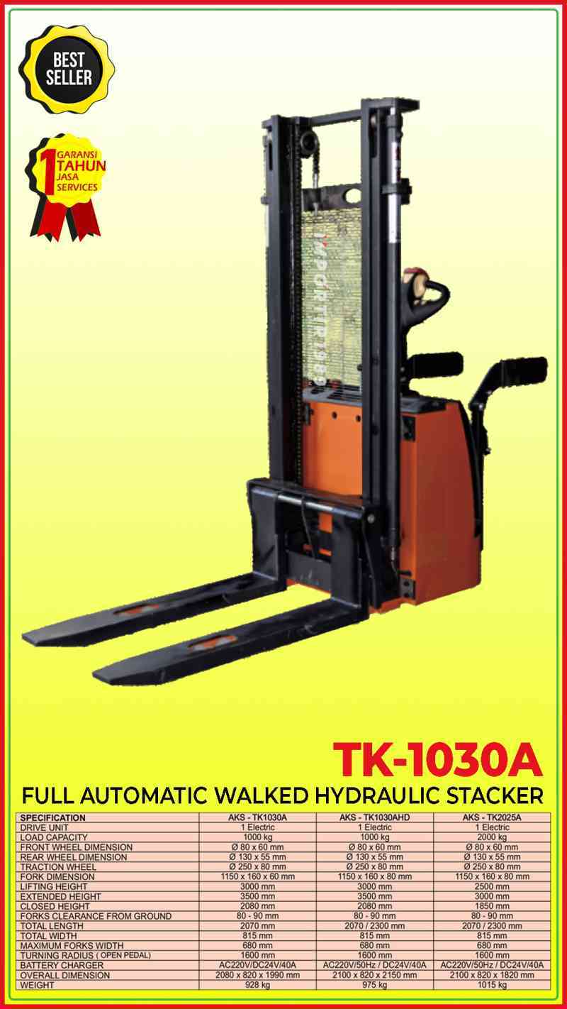 Jual Alat Angkat Barang - Full Automatic Hydraulic Stacker Lift 1 ton 3 ...