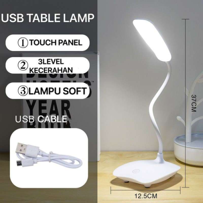 Promo Lampu Meja Belajar Model sentuh LED Lamp Desktop Rechargeable 3 ...