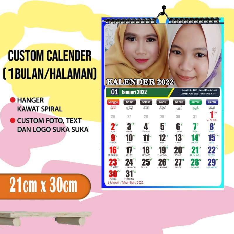 Jual Cetak Kalender Dinding Custom - Bulanan /12 lembar JILID SPIRAL ...