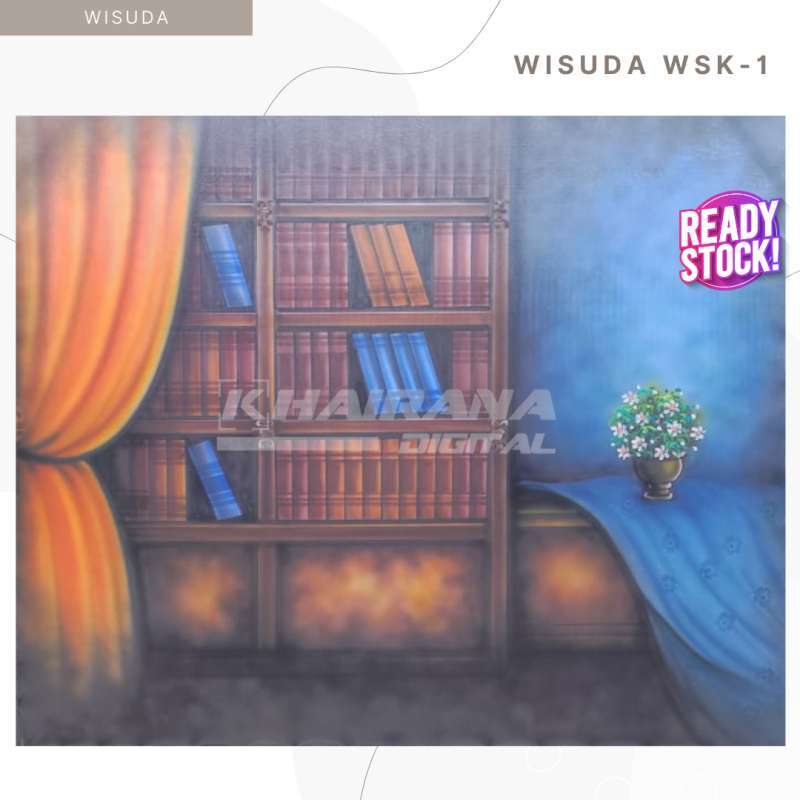 Jual Kain Background Backdrop Studio Foto wisuda rak buku gorden kuning ...