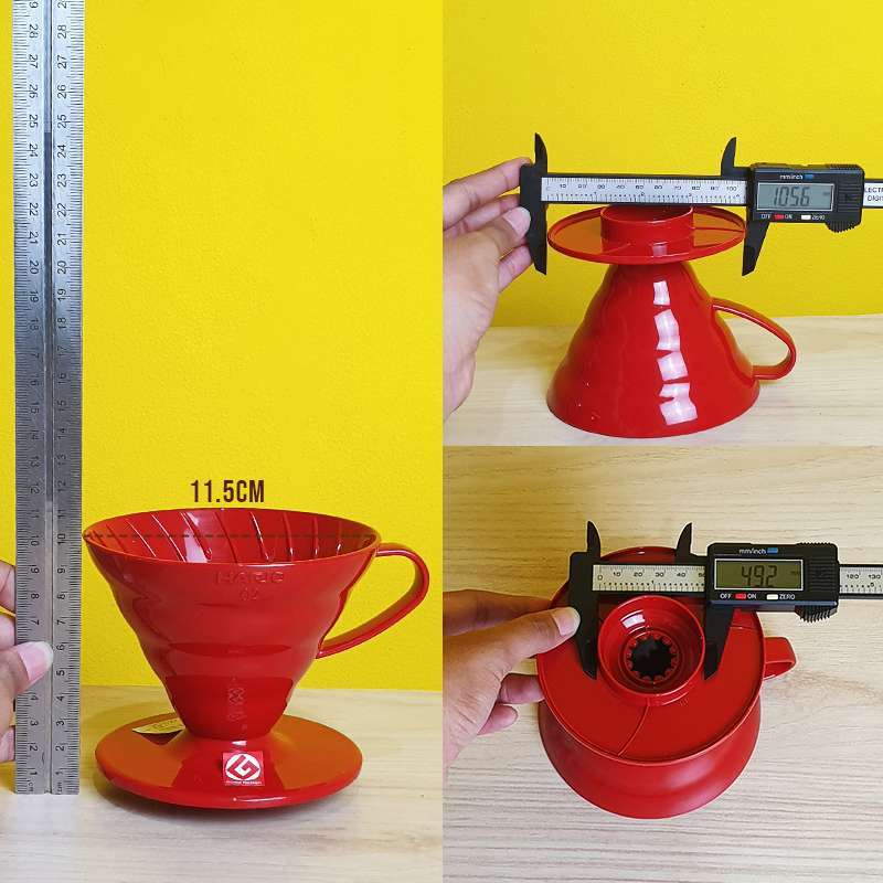 Jual Hario V60 Dripper Plastik 02 Manual Brew Coffee Drip V60 Set Merah ...