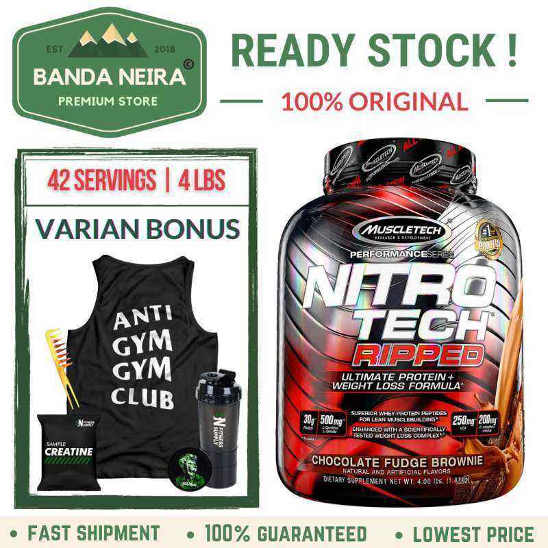 Jual MuscleTech NitroTech Ripped Protein Powder - CHOCOLATE, 4 LBS di ...