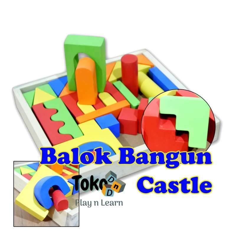 Jual Mainan Anak Balok Bangun Kayu Castle Warna Kestel Wooden Block di ...