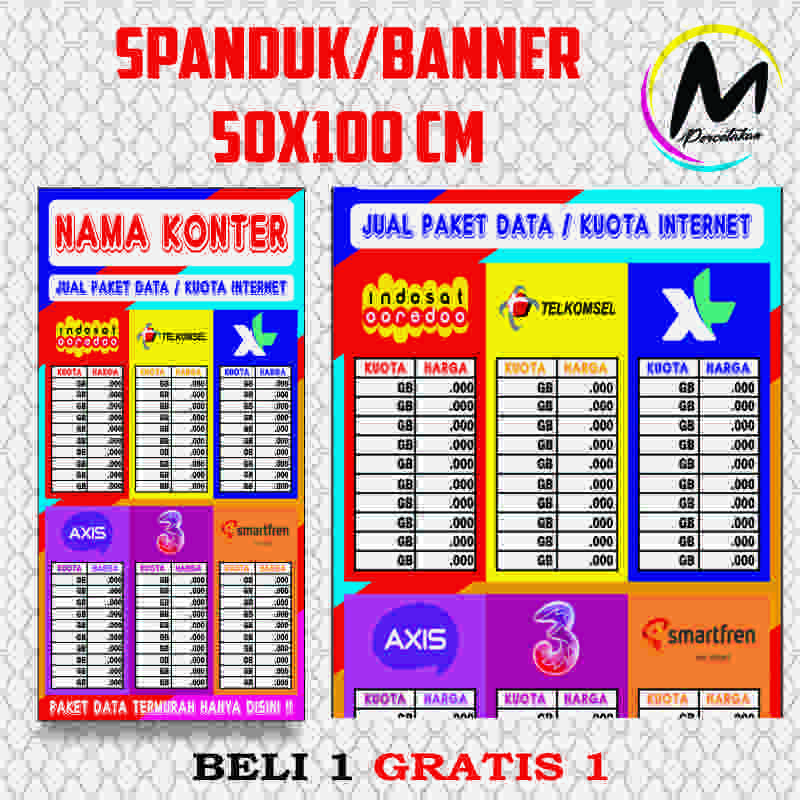 Jual Cetak Banner Konter Spanduk Tabel Harga - Ukuran 50x100 Cm Di ...