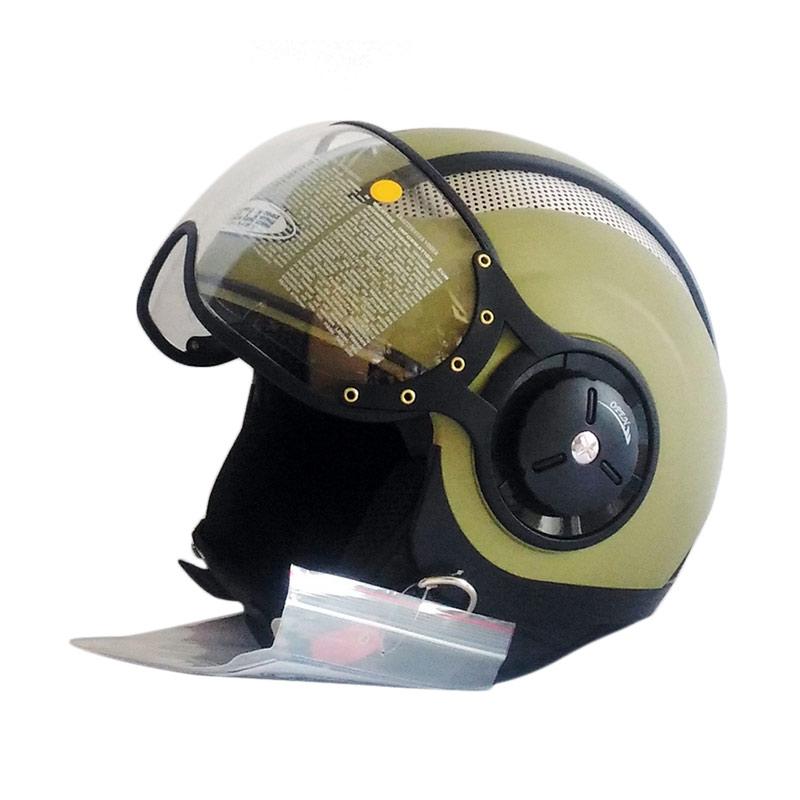 Jual Zeus Retro Zs-218 Helm Half Face - Matt Green Olive Xl Olive Green ...