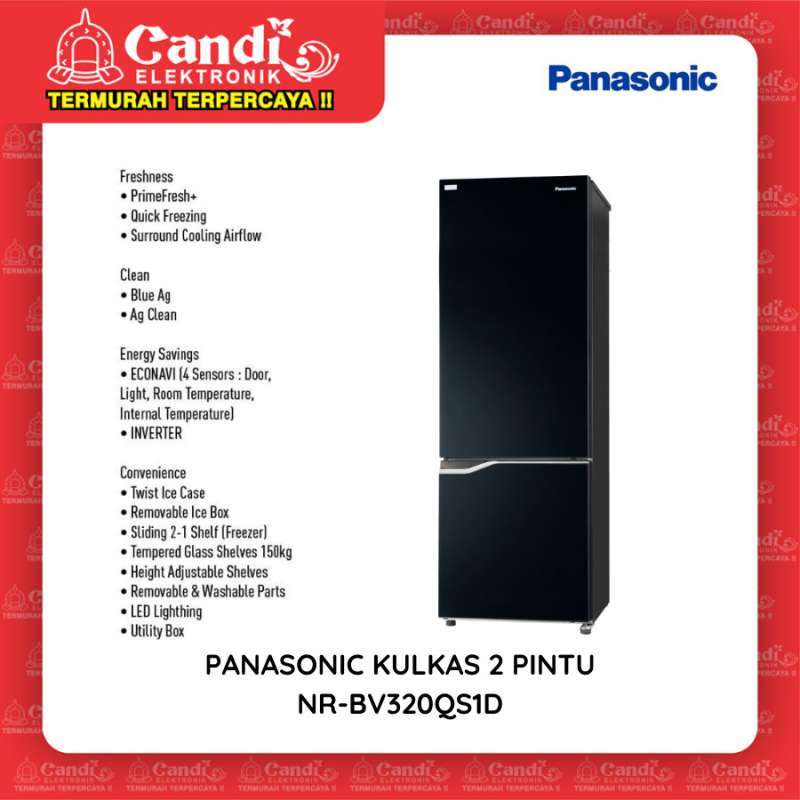 Promo KULKAS 2 PINTU FREEZER BAWAH PANASONIC NR-BV360GK1D INVERTER ...