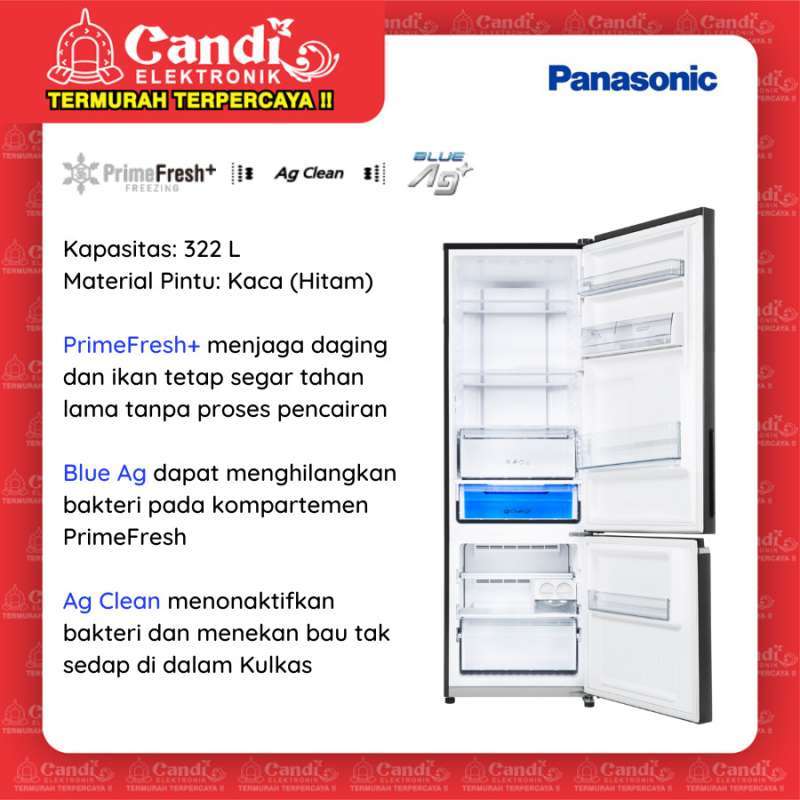 Promo KULKAS 2 PINTU FREEZER BAWAH PANASONIC NR-BV360GK1D INVERTER ...