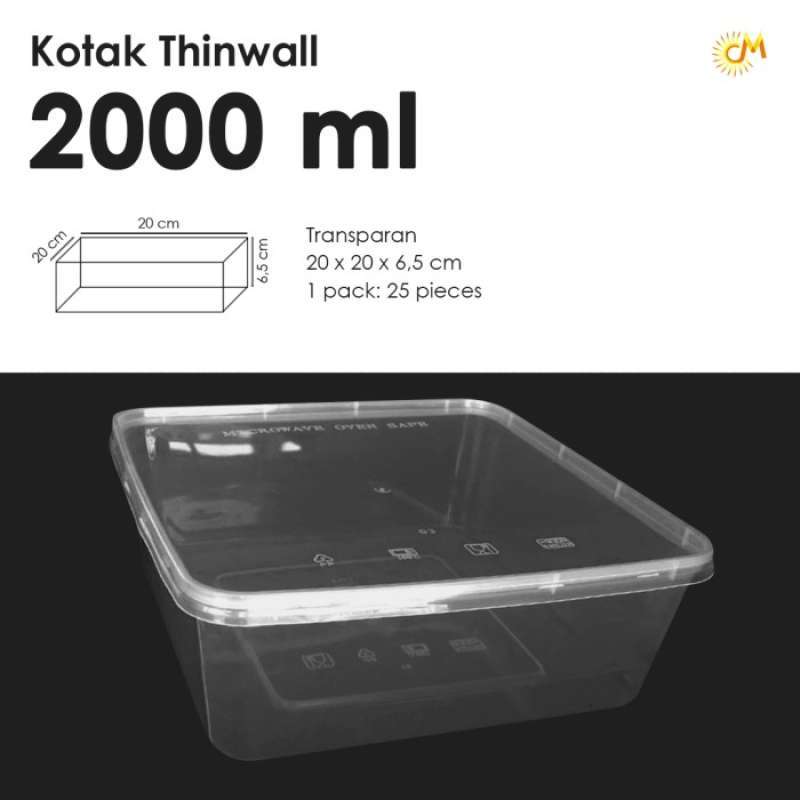 Jual Kotak Thinwall 2000 Ml Lunch Box Wadah Plastik Food