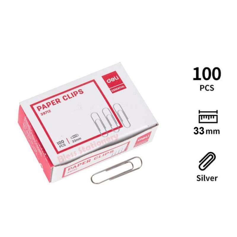 Jual Klip kertas 33mm Penjepit kertas DELI Paper clip di Seller Bless ...
