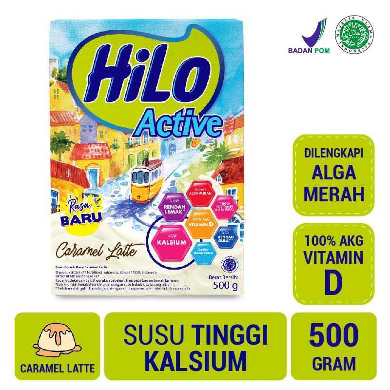 Promo HiLo Active Caramel Latte 500g - Susu Tinggi Kalsium Lebih Rendah ...