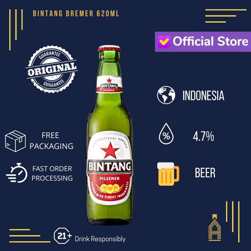 Jual ORIGINAL ASLI Bir Bintang 620ml Pilsener Botol Besar Beer PROMO ...