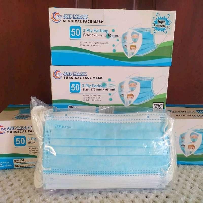 Jual MASKER EARLOOP JSP BIRU 50 PCS di Seller Gunung Sari Intan ...