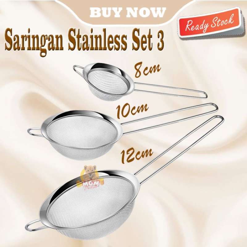 Jual SET3 Saringan stainless steel saringan teh 8-10-12cm di Seller MGM ...