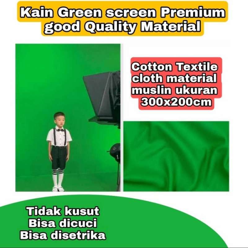 Jual Kain Backdrop foto studio cotton Textile Cloth 300x200cm Green ...