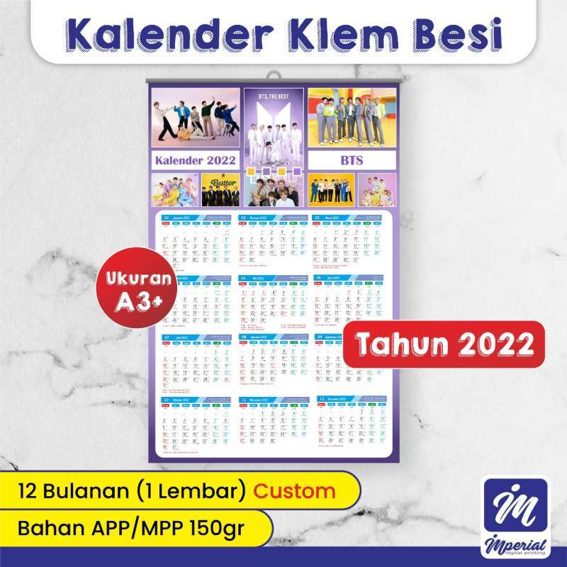 Jual Cetak Kalender Dinding 2022 Custom Foto Bahan Ivory 260 1 Tahun ...