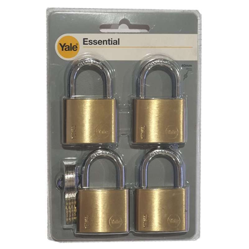 Promo Yale YE1-40-122-4 Indoor Brass Padlock 40mm Gembok isi 4 pcs ...