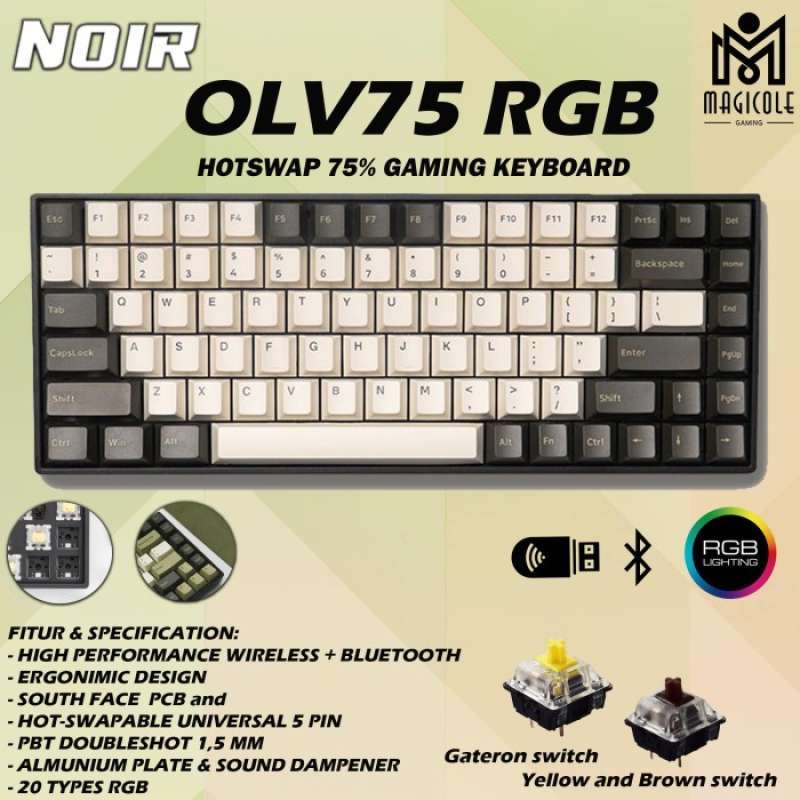 Jual RECOMMENDED Noir OLV75 - 75% Wireless Mechanical Keyboard di ...