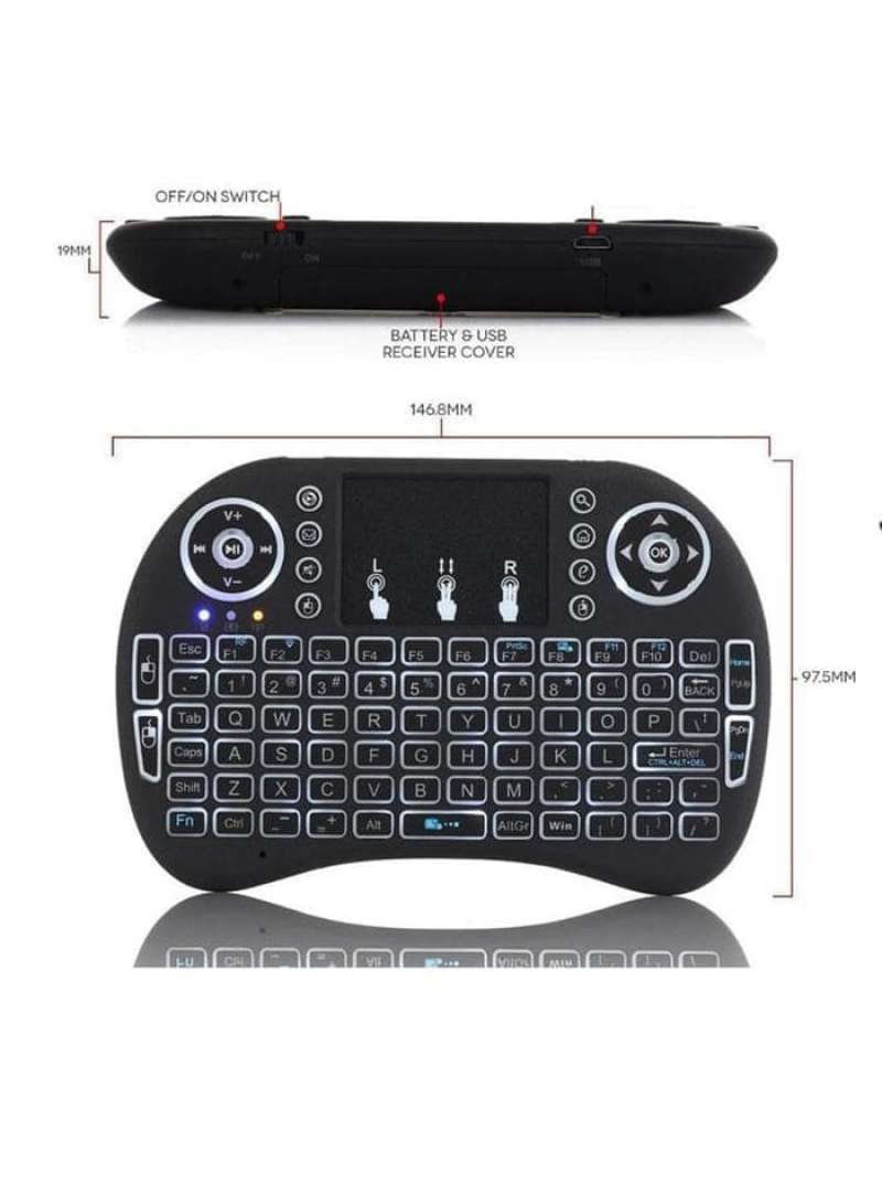Jual RECOMMEND Mini Keyboard Wireless i8 Backlit lampu 2.4G For PC ...