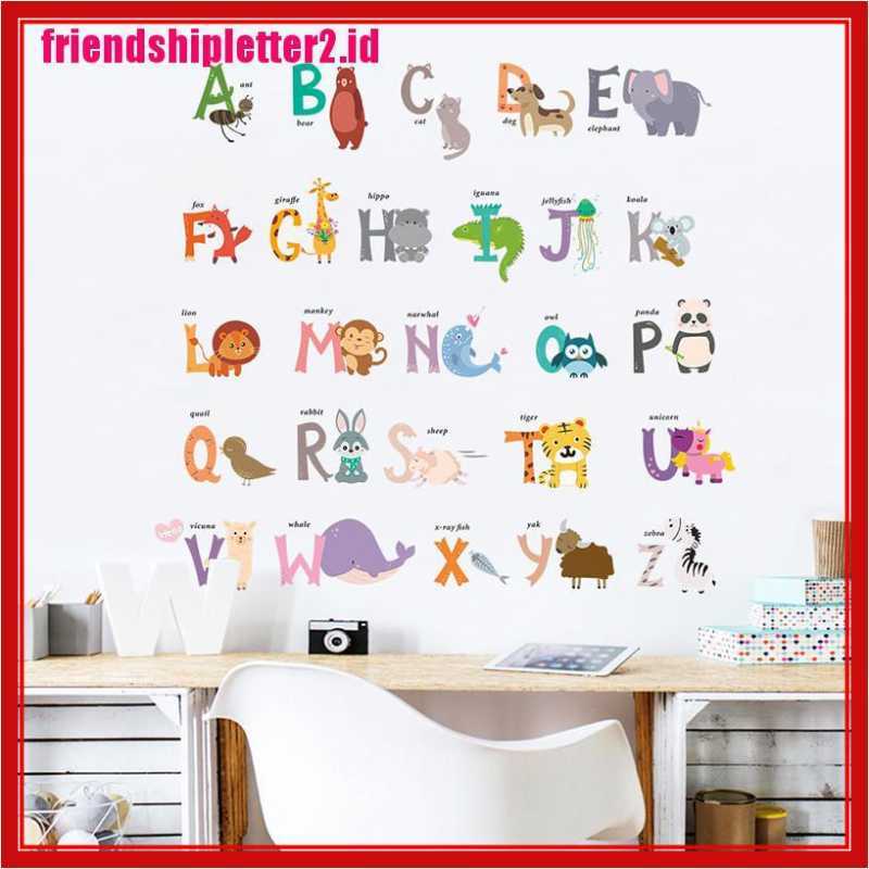 Promo Stiker Dinding Decal Desain Kartun Binatang Hutan 26 Huruf Alfabe ...