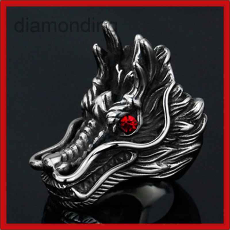 Promo Dragon Head Rings For Men Punk Rock Rings Party Personalize ...