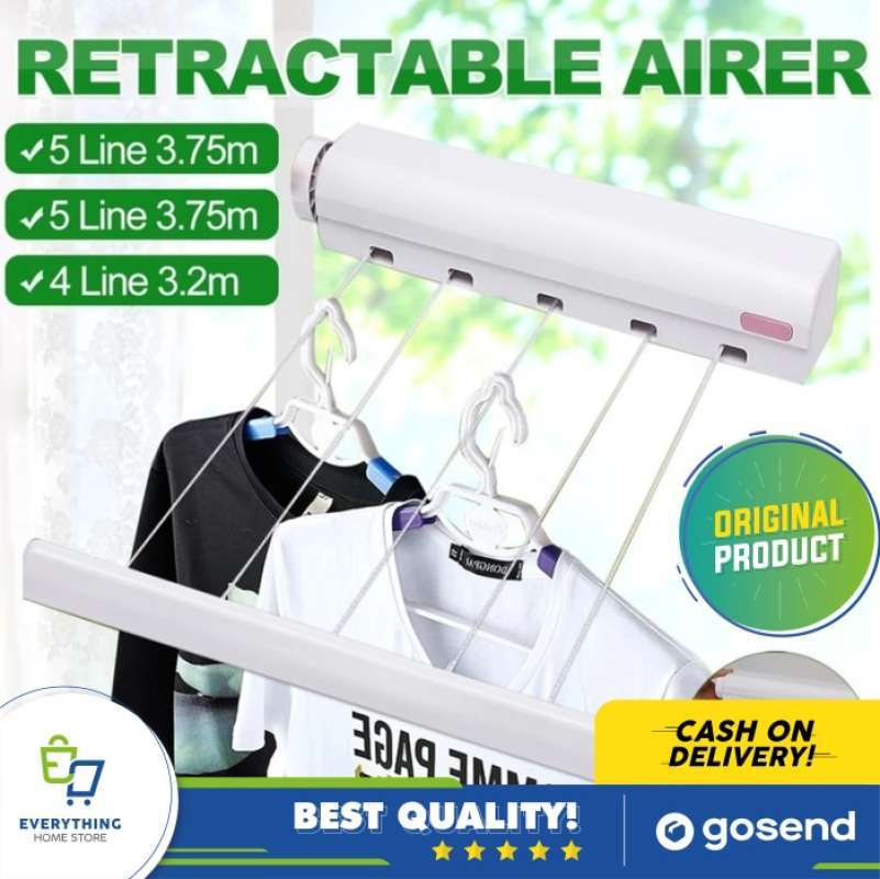 Jual ORIGINAL Tali Jemur Jemuran Gantungan Cucian Baju Pakaian 5 Tali ...