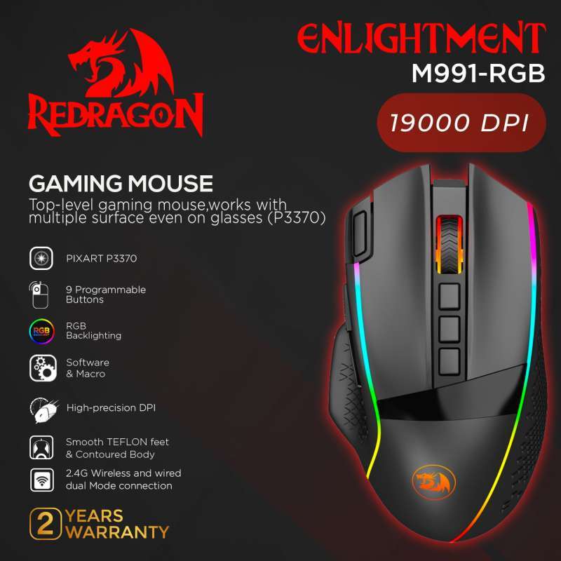 Jual Redragon Wireless Gaming Mouse RGB ENLIGHTMENT - M991-RGB di ...