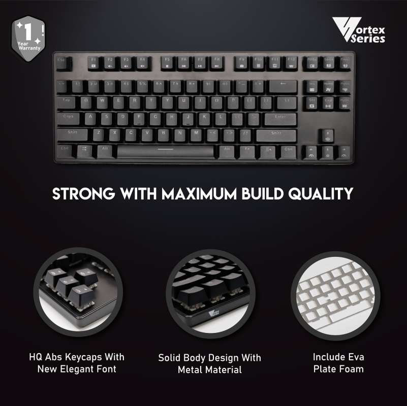 Jual Vortexseries Vx7 Pro Mechanical Keyboard Tkl - Outemu Blue Putih ...