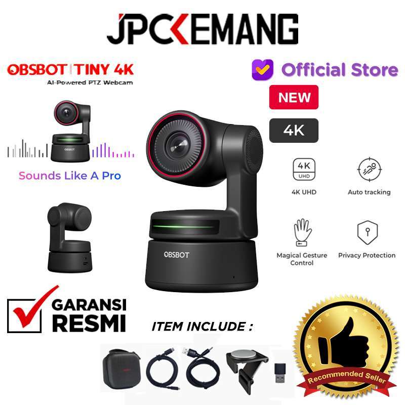 Promo JPC KEMANG Webcam OBSBOT Tiny 4K Edition AI Powered PTZ 4K Webcam Portable GARANSI RESMI ...