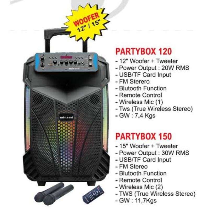 Jual Portable Speaker Meeting Minami Party Box 120 12 In Inch Woofer Fm ...
