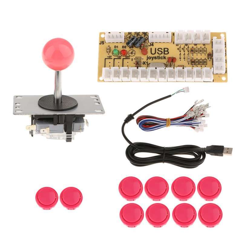 Jual Arcade Zero Delay USB Encoder Board+PC Joystick + 10 Buttons DIY Kit Pink di Seller BAOSITY ...