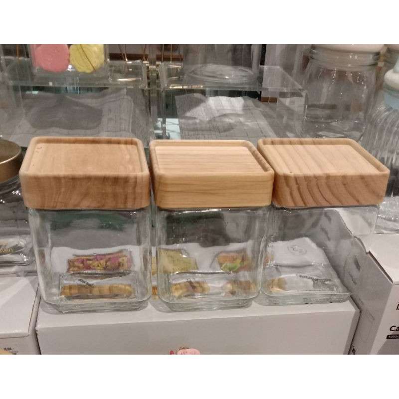 Jual Toples Kotak Kaca Tutup Kayu set of3 INFORMA||Toples Unik Lebaran ...