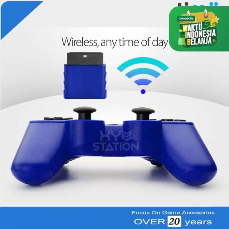 Jual STIK STICK PS2 WIRELESS ORI ORIGINAL PABRIK WARNA BIRU di Seller ...