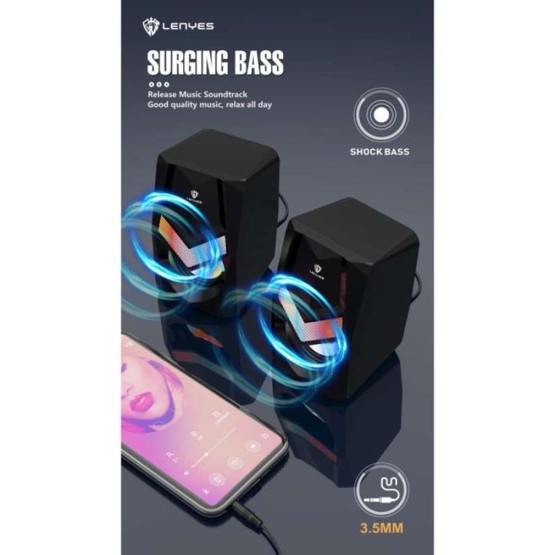 Jual Lenyes Gs02 Speaker Komputer Pc Stereo Surround Rgb Led Volume ...