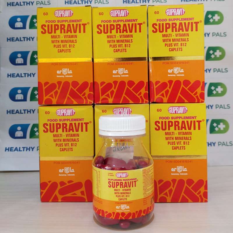 Jual SUPRAVIT MULTIVITAMIN PLUS MINERAL isi 60 KAPLET VITAMIN C VITAMIN B di Seller Healthypals ...