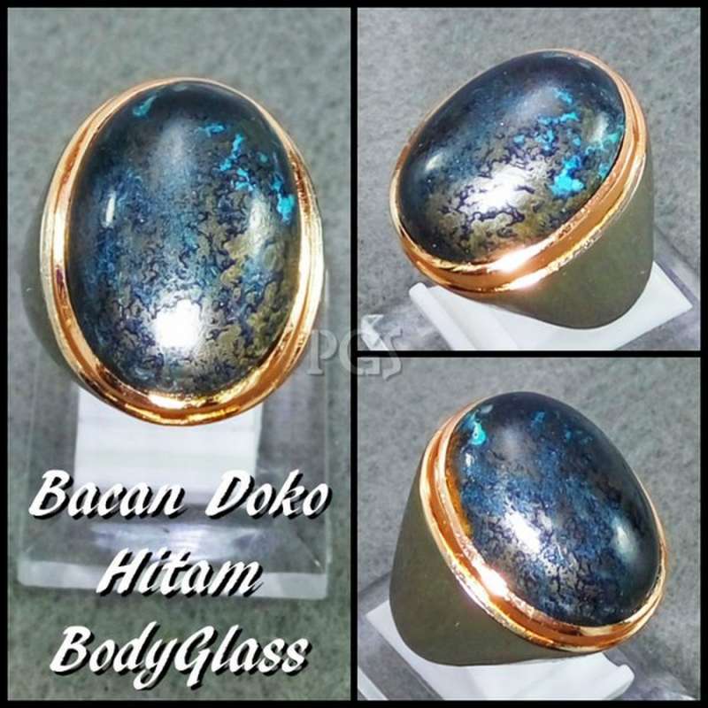 Batu Bacan Hitam Tembus Hijau